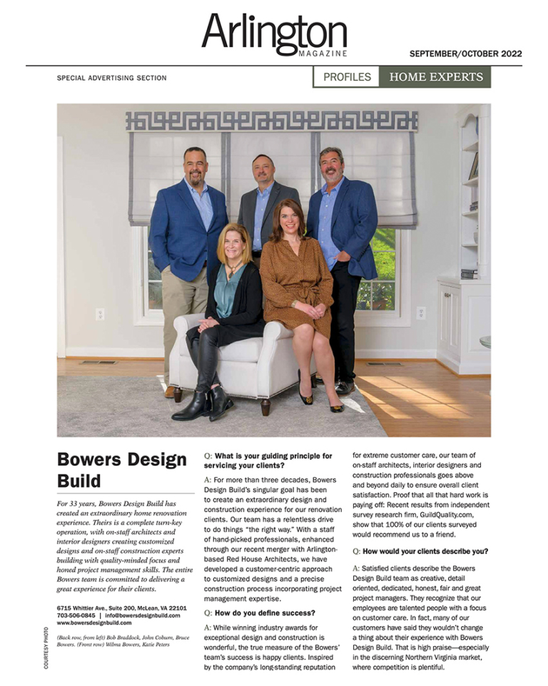 Bowers Featured in Home Experts Profile in Sept/Oct Issue of Arlington ...